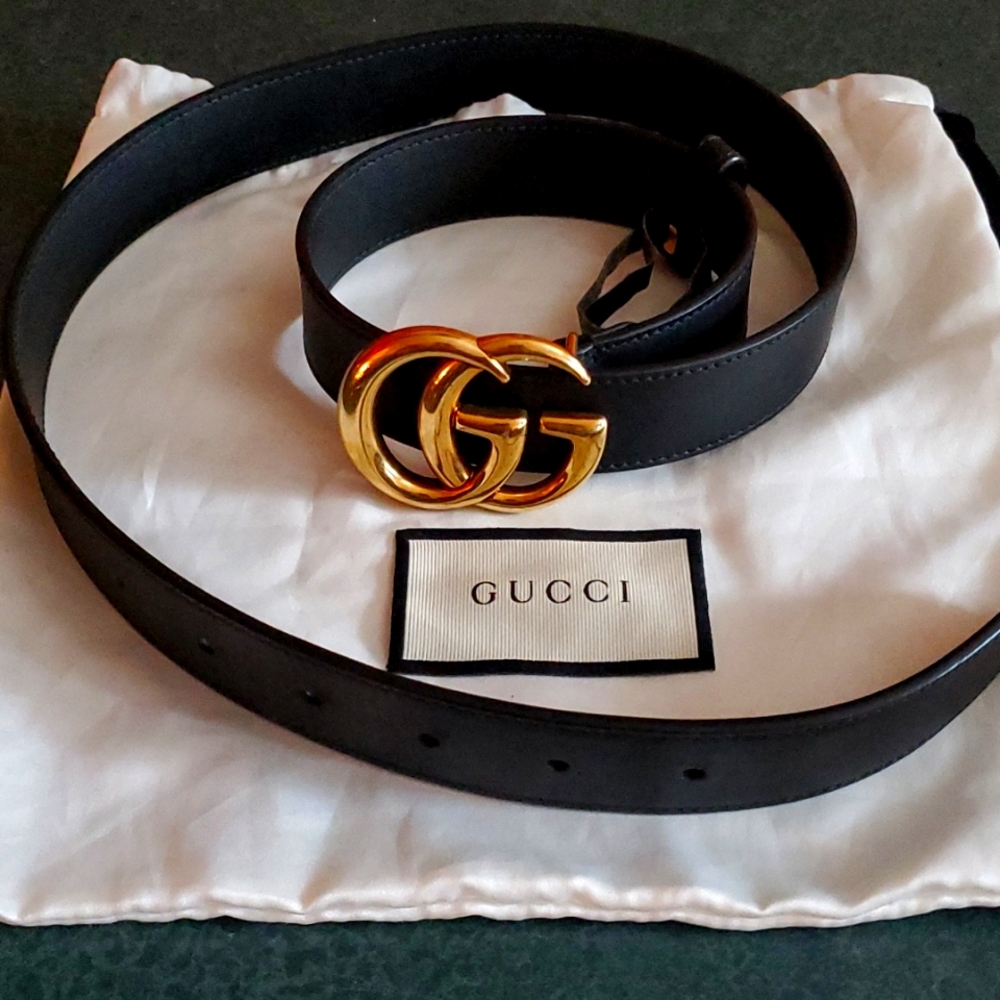 Genuine Gucci Black Leather Belt 90 - Gem